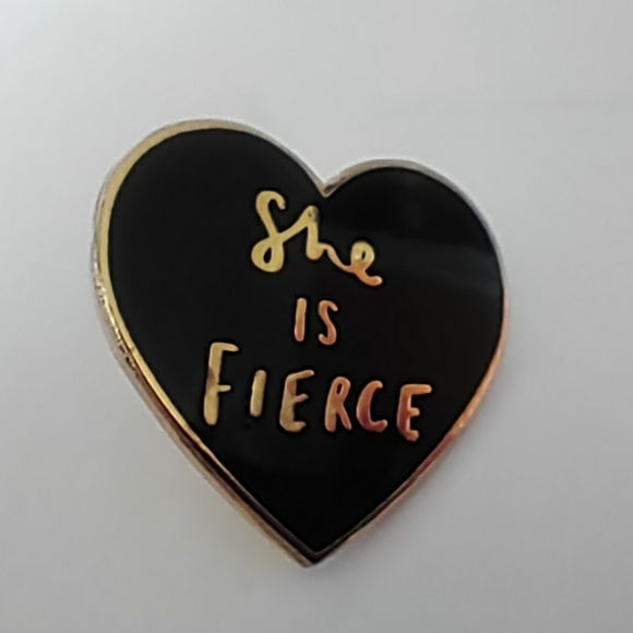 Jewelry | Black And Gold Enamel Pin She Is Fierce | Poshmark